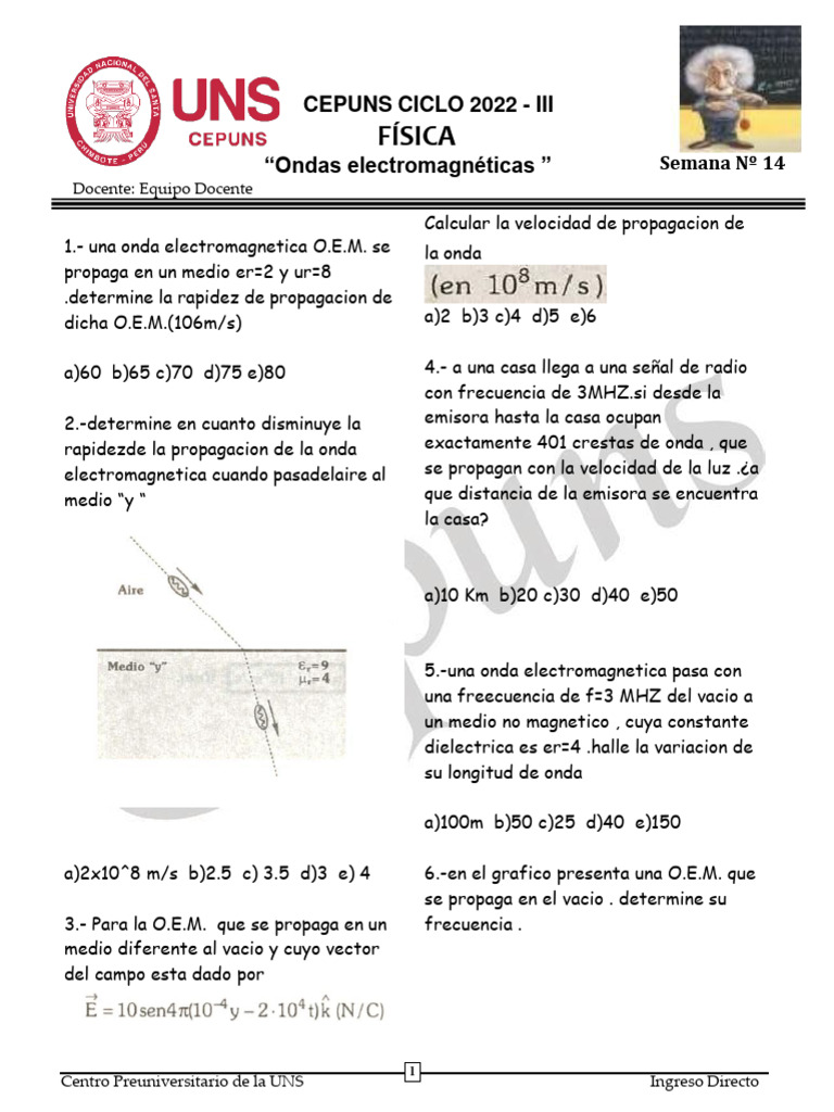 Problemas de Ondas Electromagnéticas | PDF | Longitud de onda ...