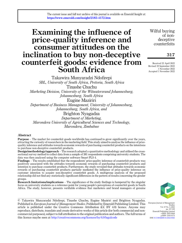 10 1108 - Ejms 04 2022 0026 | PDF | Multicollinearity | Behavior