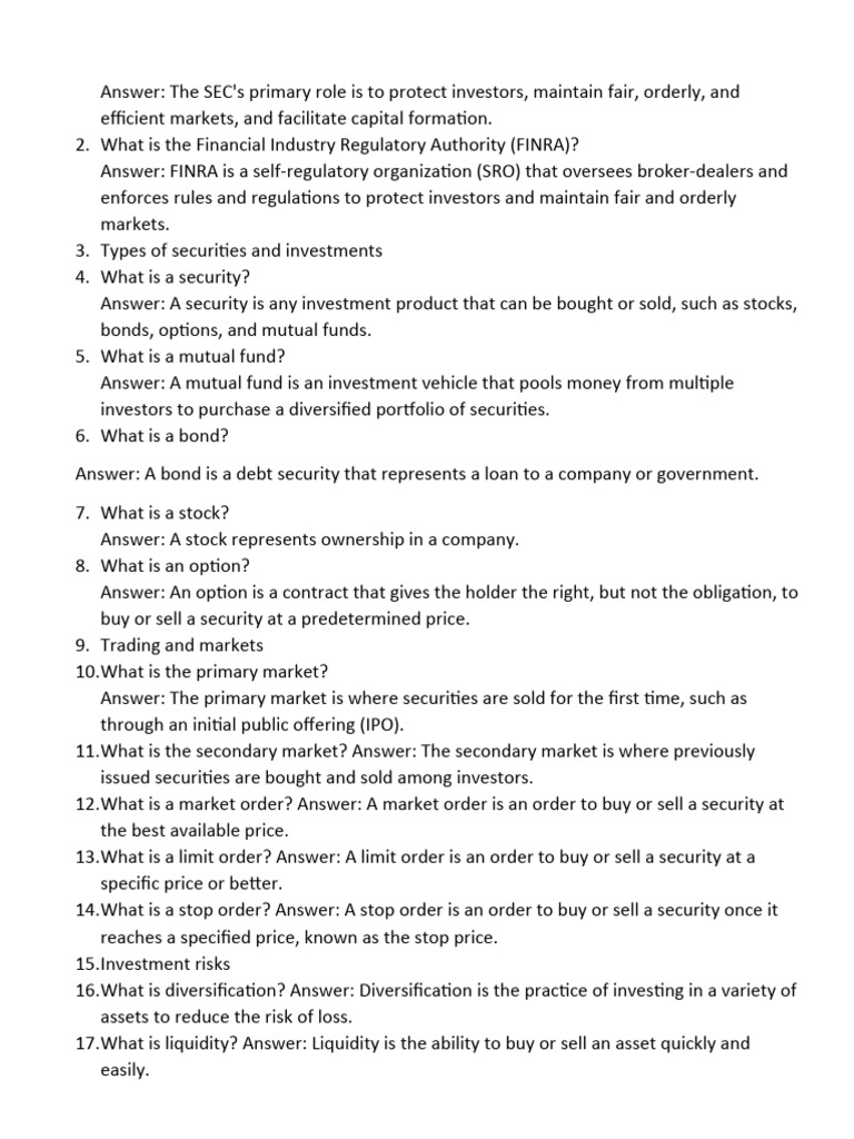 SIE Questions | PDF | Business | Finance & Money Management