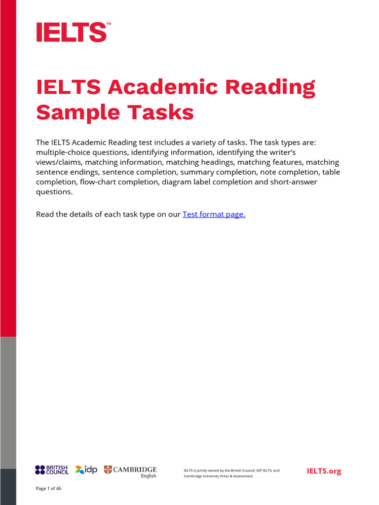 IELTS Academic Reading Sample Tasks | PDF | Marie Curie | International ...