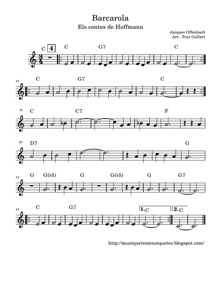 Barcarola Partitura NO Notes | PDF
