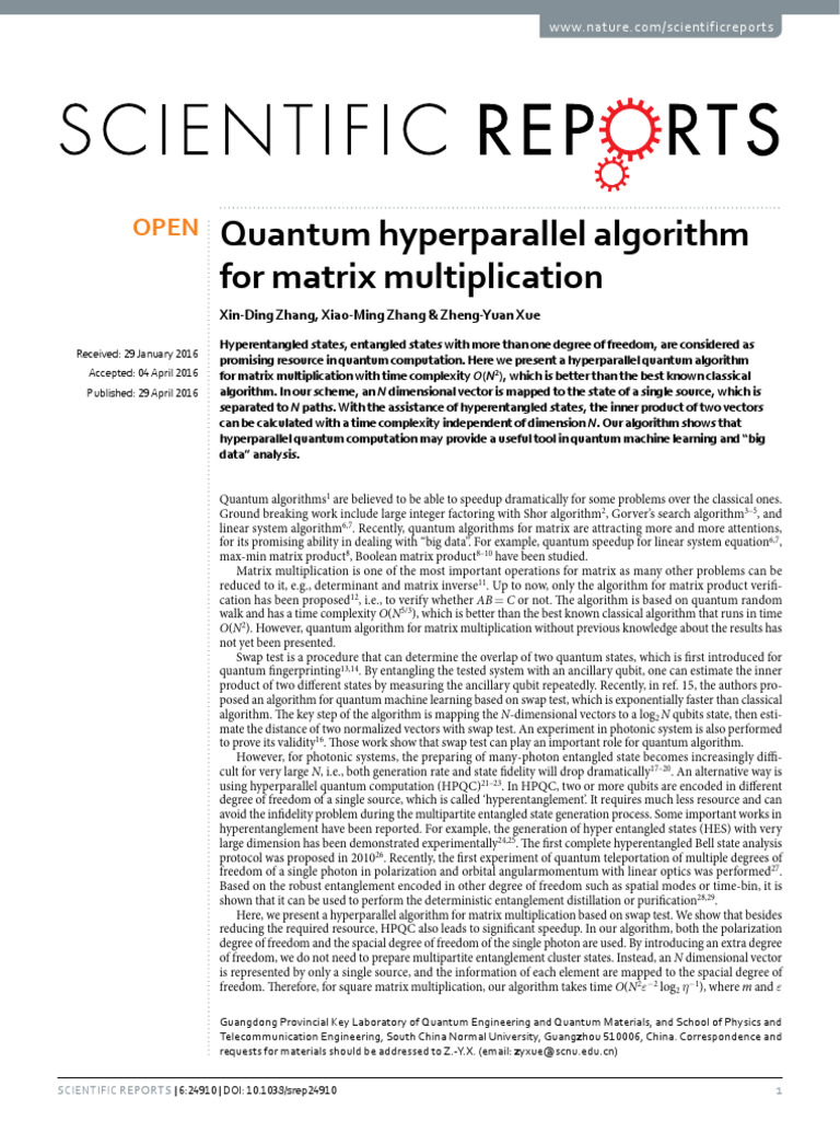 Quantum Hyperparallel Algorithm | Download Free PDF | Quantum Computing | Quantum Entanglement
