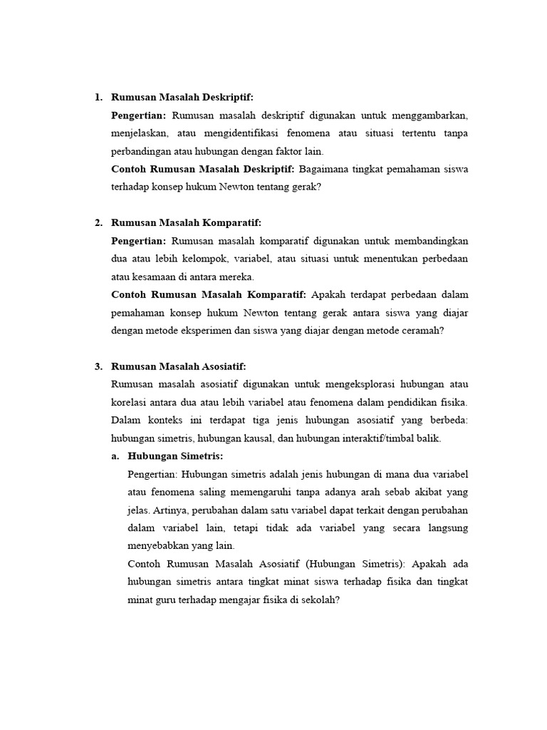 Jenis Rumusan Masalah dalam Pendidikan Fisika | PDF | Sains & Matematika