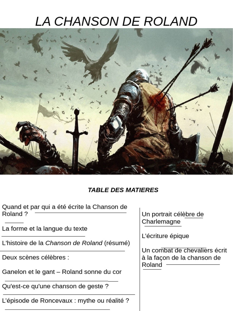 La Chanson de Roland-Résumé | PDF | Poésie | Classiques