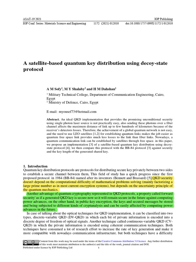 Satelite Based Bb84 QKD | PDF | Applied Mathematics | Cryptography