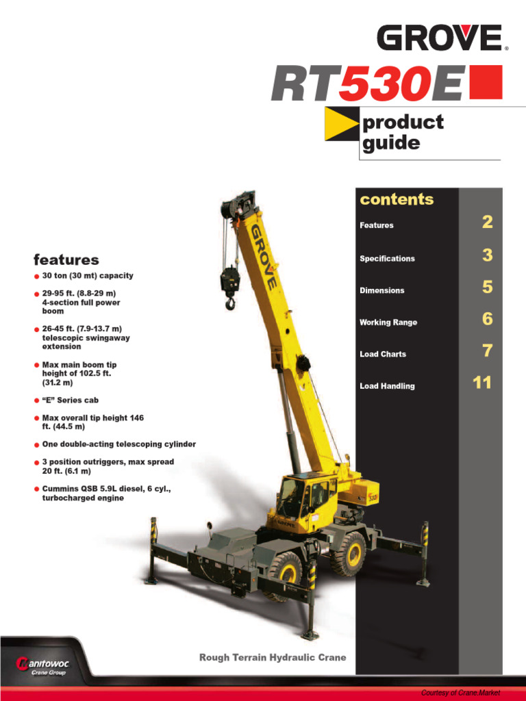Gruas Grove RT 530E Especificaciones Tecnicas | PDF | Crane (Machine ...