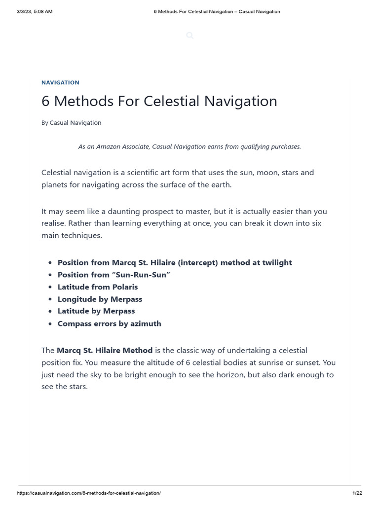 6 Methods For Celestial Navigation - Casual Navigation | PDF