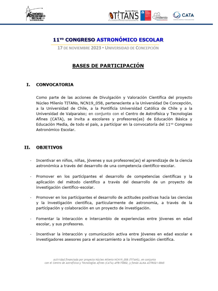 Bases-Congr 2023 | PDF | Astronomía | Educación primaria