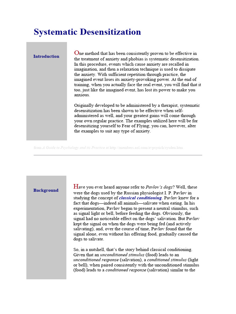 Systematic Desensitization | PDF