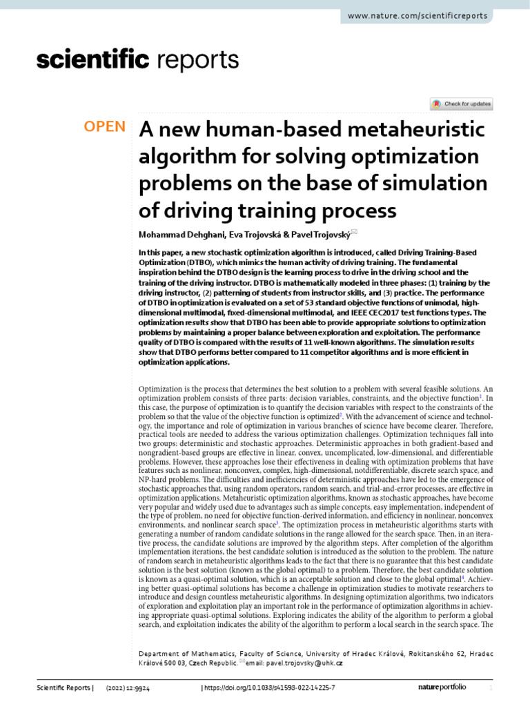 A New Human Based Metaheuristic Algorithm For Solving Optimization Problems On The Base of ...