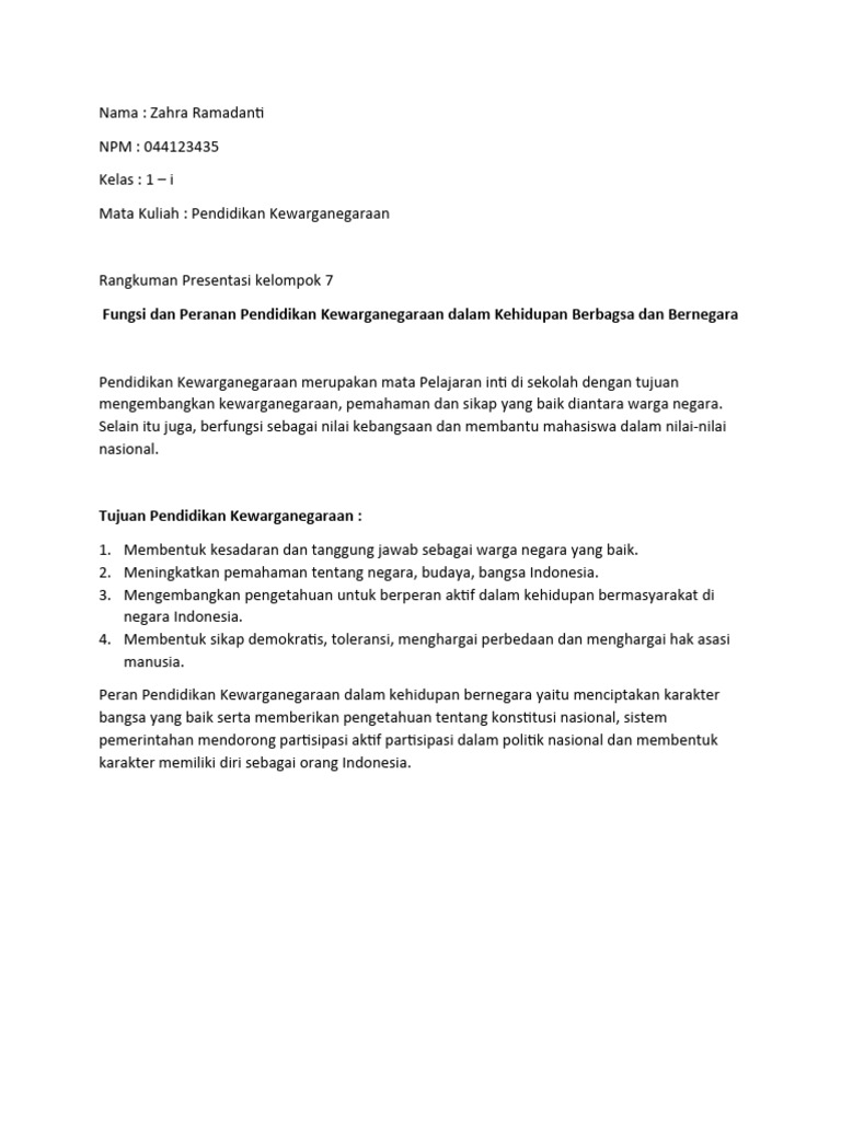 Rangkuman Presentasi Kelompok 7 Dan 8 Pendidikan Kewrganegaraan | PDF ...