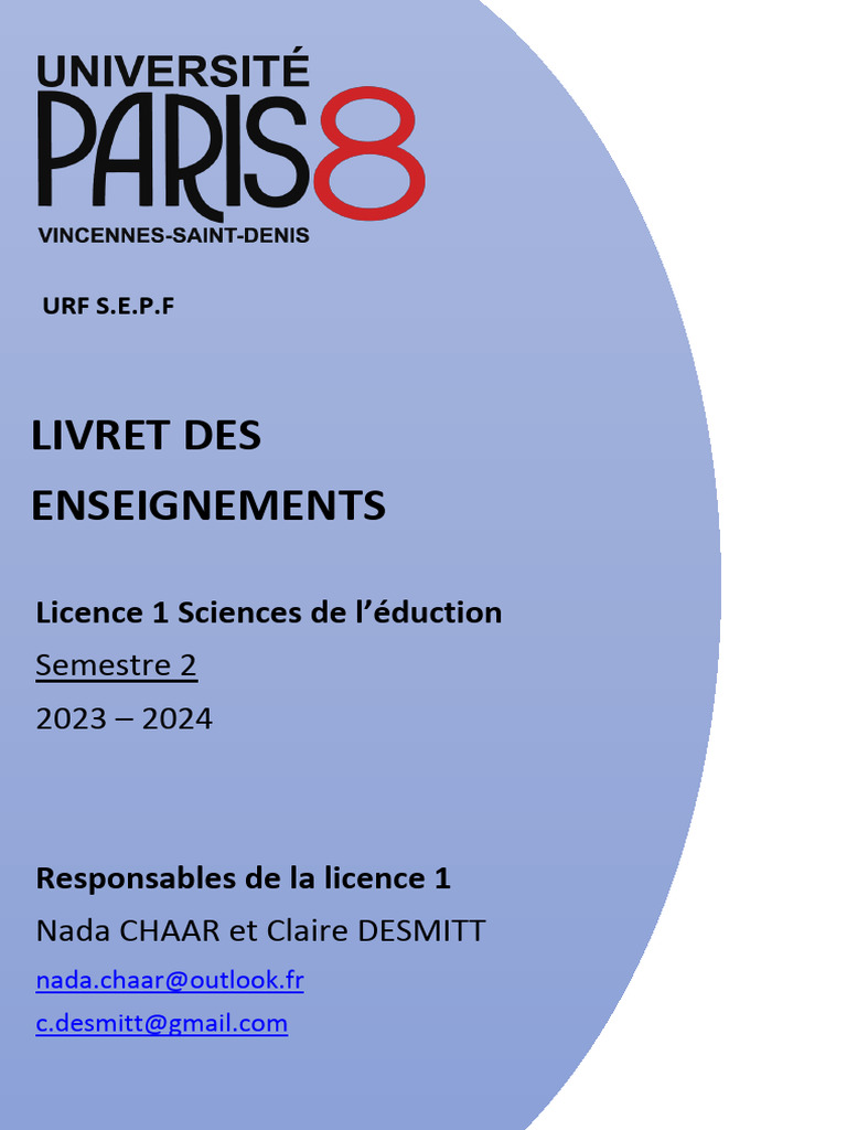 Livret Des EC - L1-S2 | PDF
