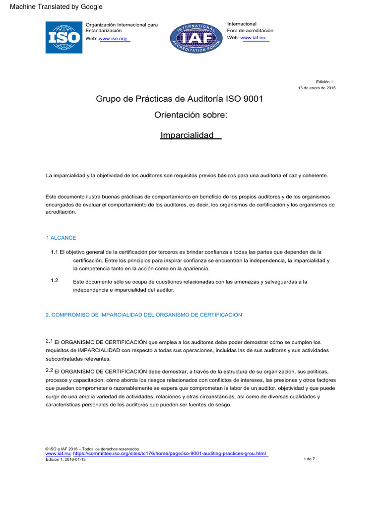 ISO-TC 176-TF - APG-Impartiality | PDF | Riesgo | Iso 9000