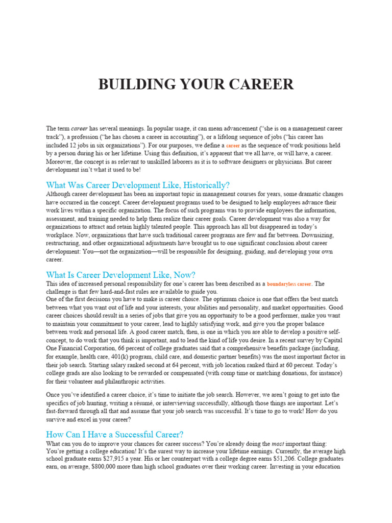 Building Your Career | PDF