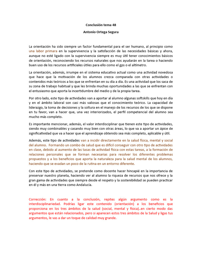 Conclusión Tema 48 | PDF | Crecimiento personal y profesional