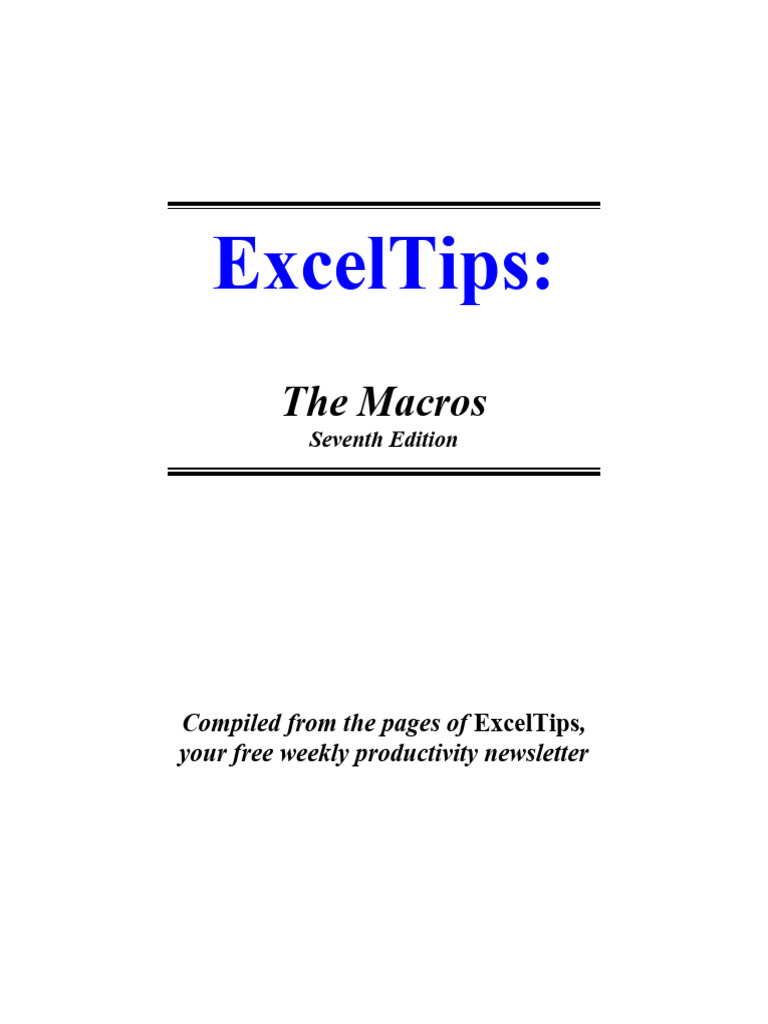ExcelTips The Macros, Seventh Edition | PDF