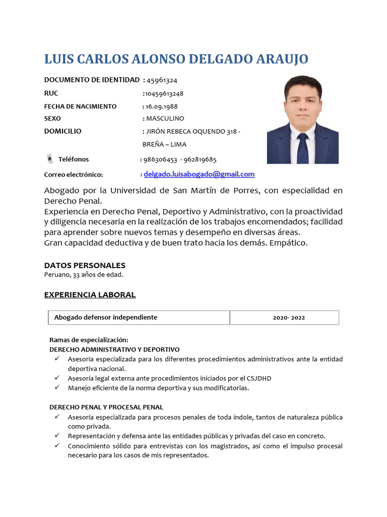 CV Documentado Delgado Araujo, Luis Carlos Alonso | PDF