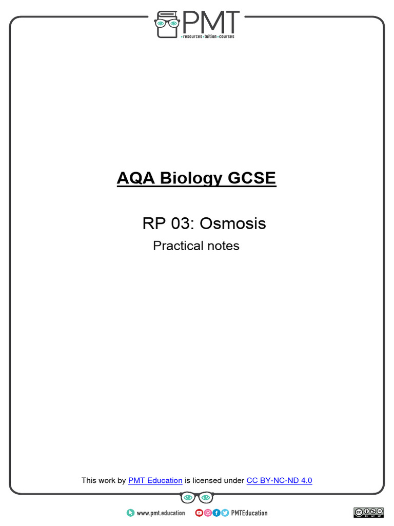 Notes - RP 03 Osmosis - AQA Biology GCSE | PDF | Water | Osmosis