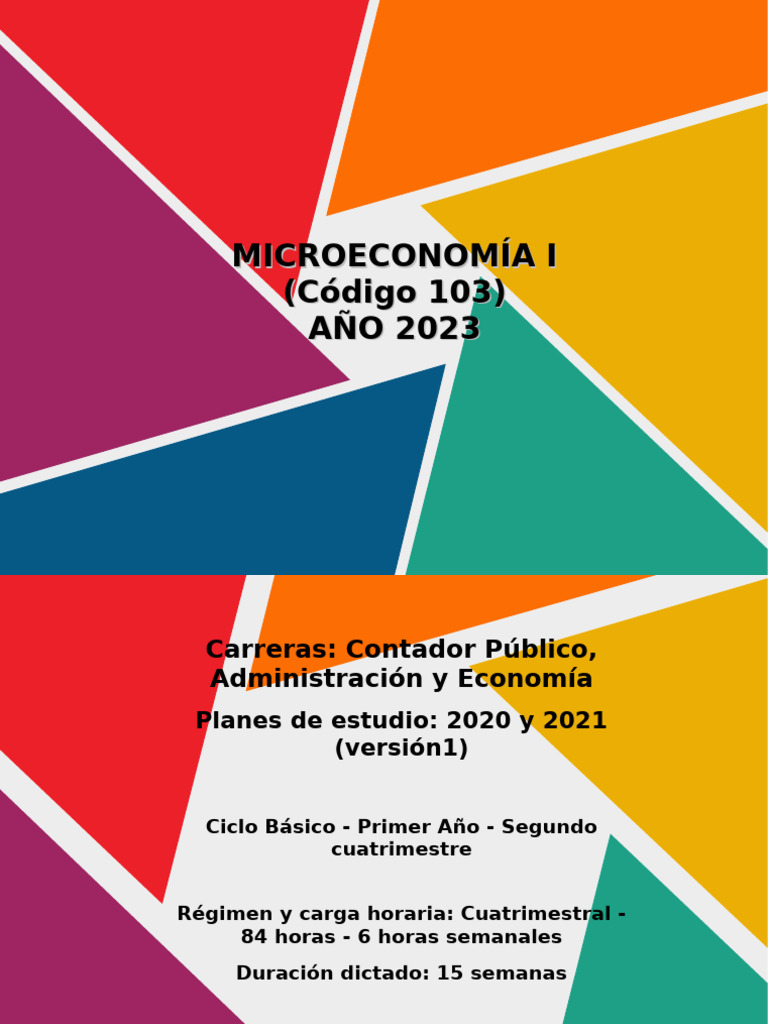 Presentación Materia Micro 1 | PDF