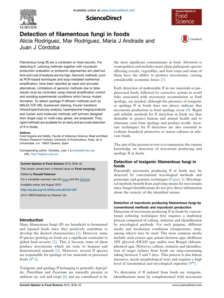 Detection of filamentous fungi in foods | PDF