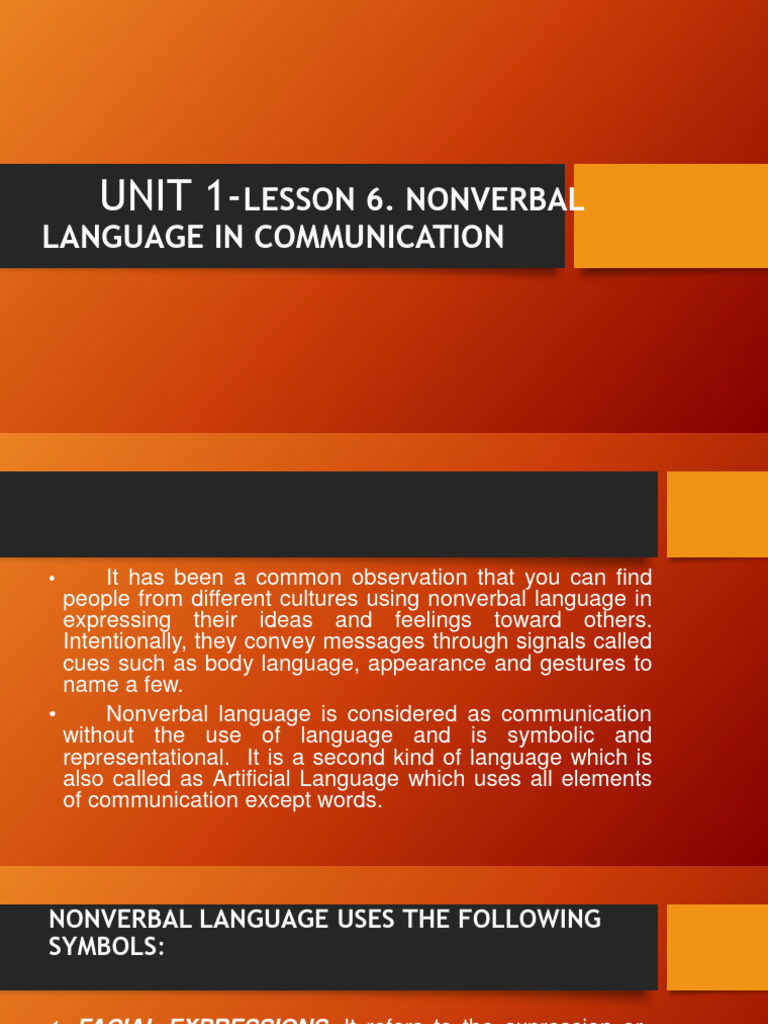 LESSON 6. NONVERBAL LANGUAGE IN COMMUNICATION | PDF | Nonverbal Communication | Gesture