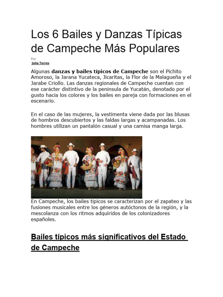 Los 6 Bailes y Danzas Típicas de Campeche Más Populares | PDF | Bailes ...