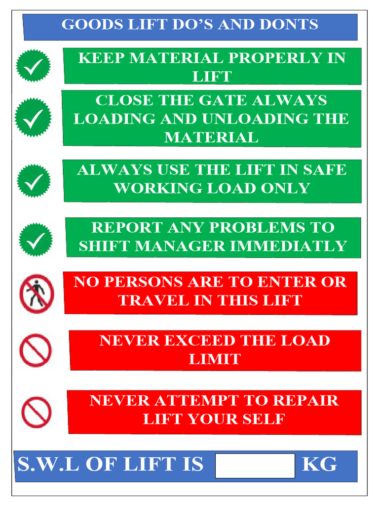 Goods Lift Safety Do's and Don'ts | PDF