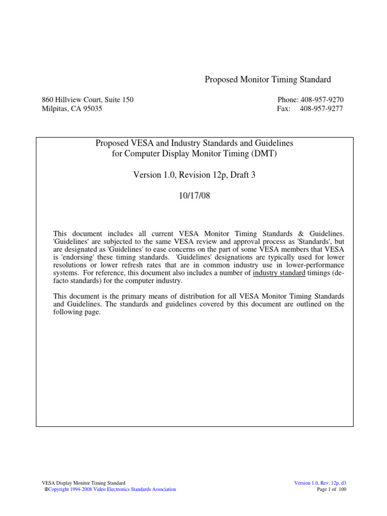 VGA Timming | PDF | Video | Filmmaking