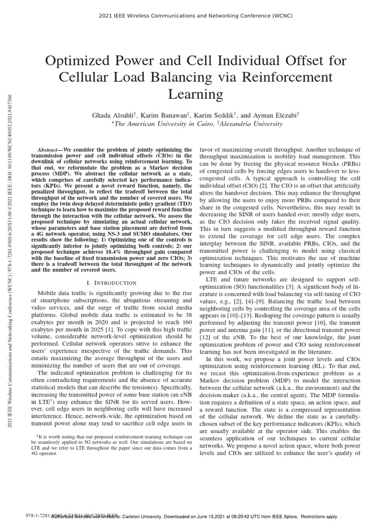 Optimized Power and Cell Individual Offset For Cellular Load Balancing ... Optimized Power and Cell Individual Offset For Cellular Load Balancing ...