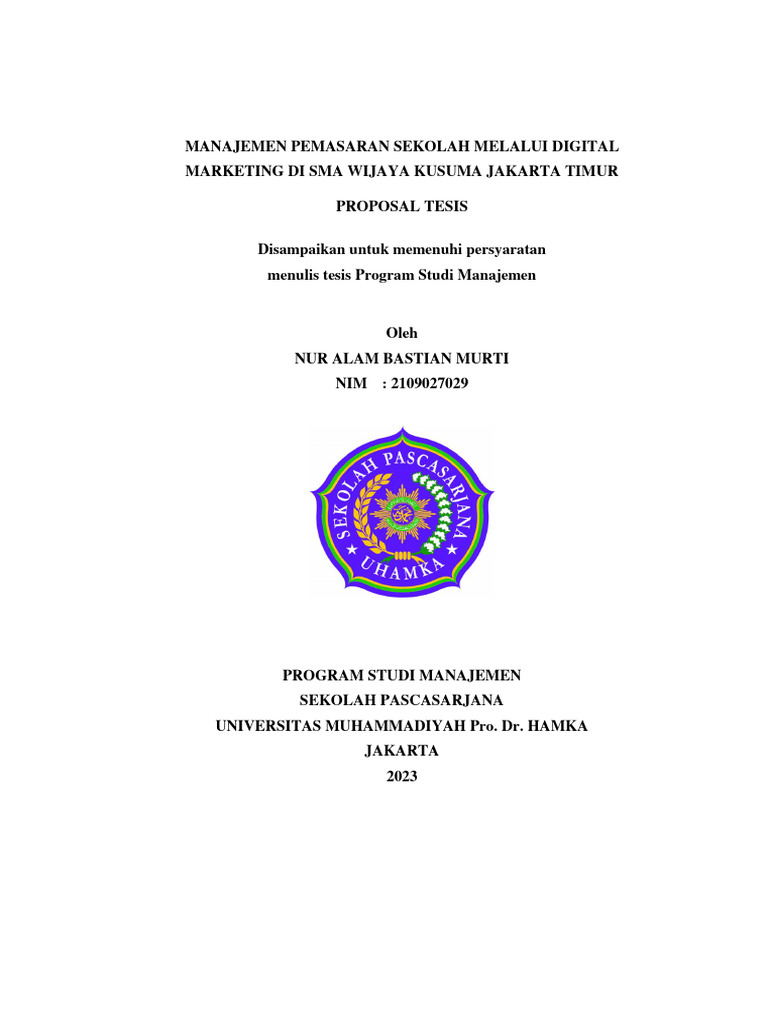 Proposal Tesis - Nur Alam Fix | PDF | Bisnis | Seni
