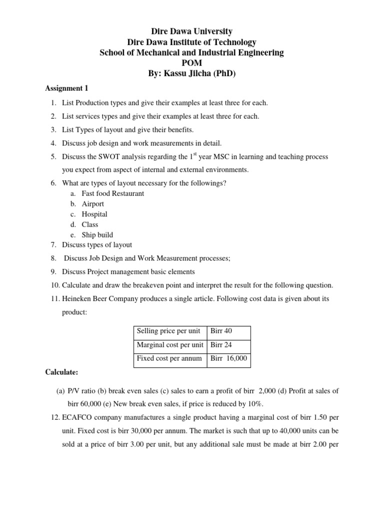 Assignment 1 POM | PDF