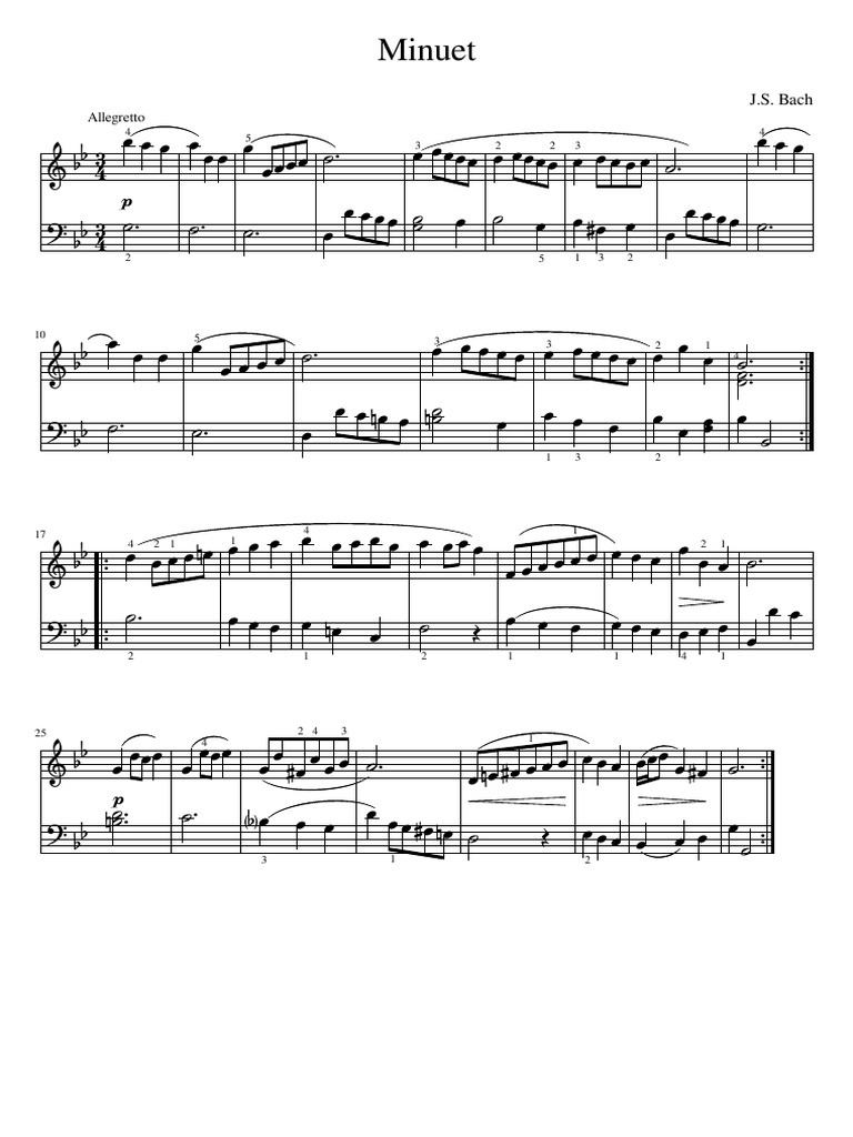 Minuet en Sol Menor BWV Anh. 115. | PDF | Choral Compositions | Baroque