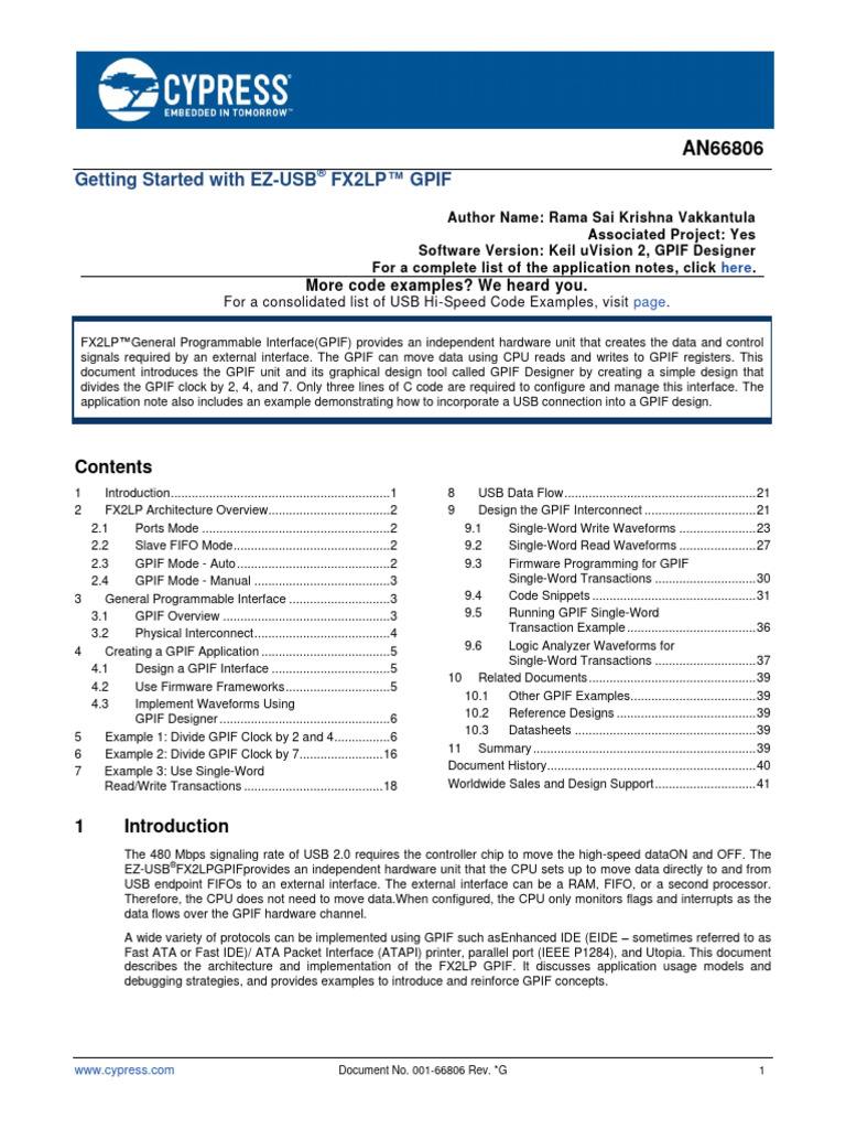 001-66806 An66806 Getting Started With Ez-Usb Fx2lp Gpif | PDF