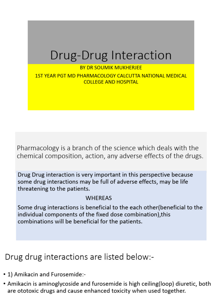 Drug Drug Interaction by DR Soumik Mukherjee | PDF | Wellness