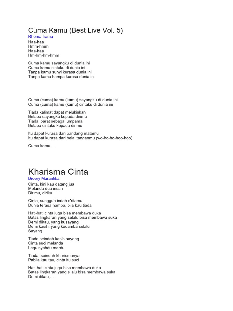 Lagu Cinta dan Kerinduan | PDF | Puisi