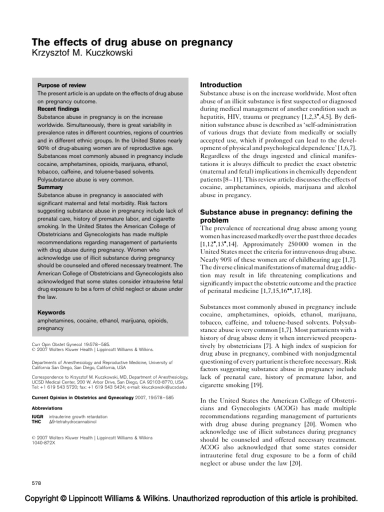 The Effects of Drug Abuse On Pregnancy | PDF | Opioid | Cannabis (Drug)