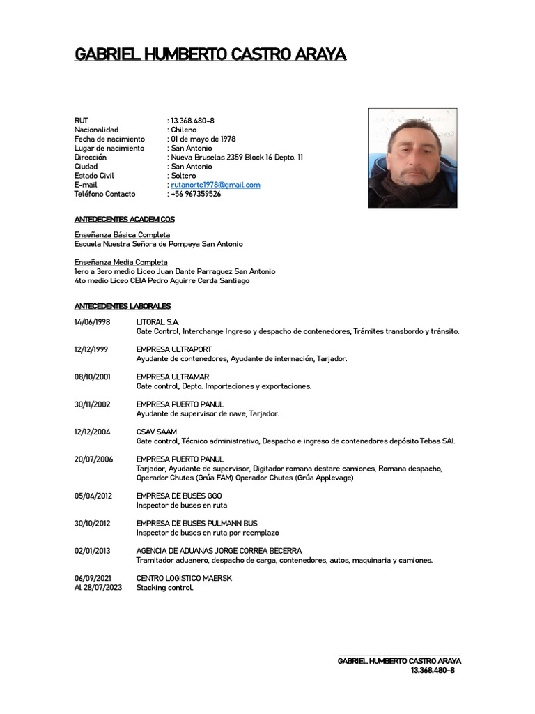 Curriculum Gabriel Castro | PDF