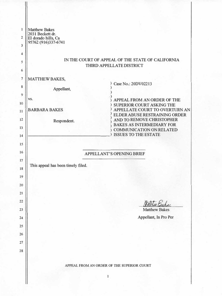 Appeal To The Elder Abuse Restraining Order | PDF | Domestic Violence ...