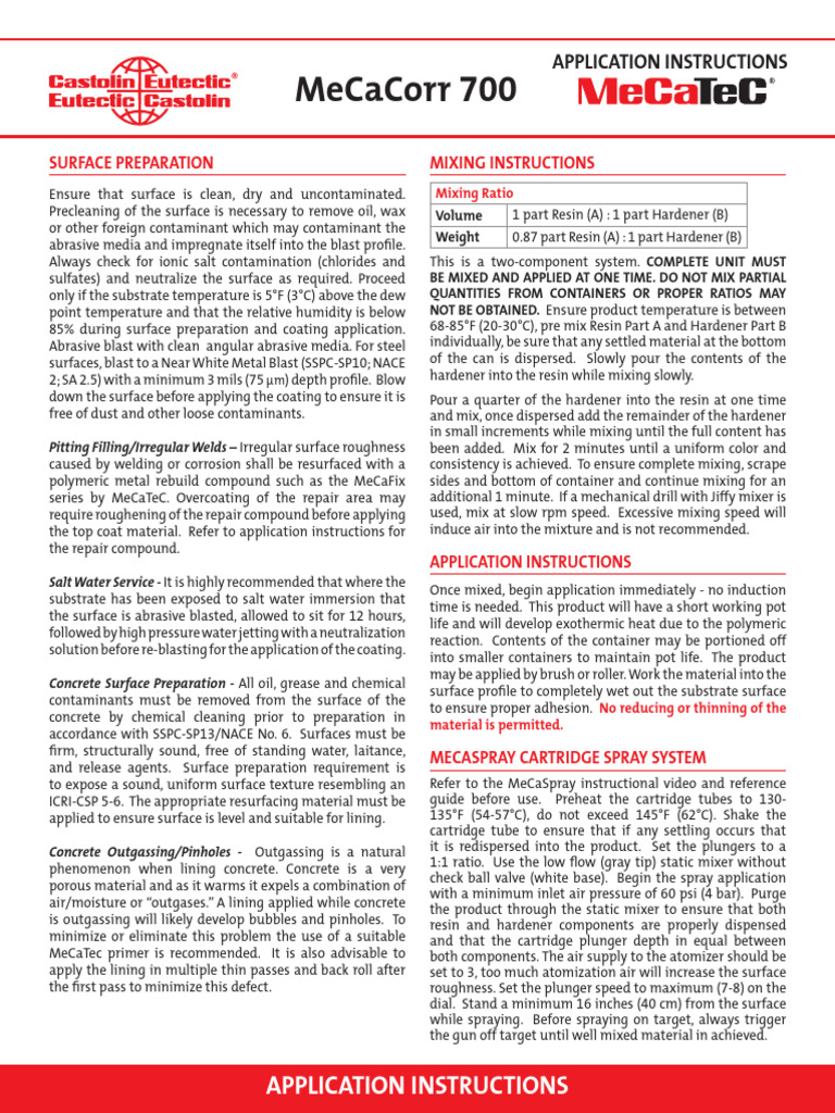 MeCaTeC MeCaCorr 700 Application Instructions | PDF