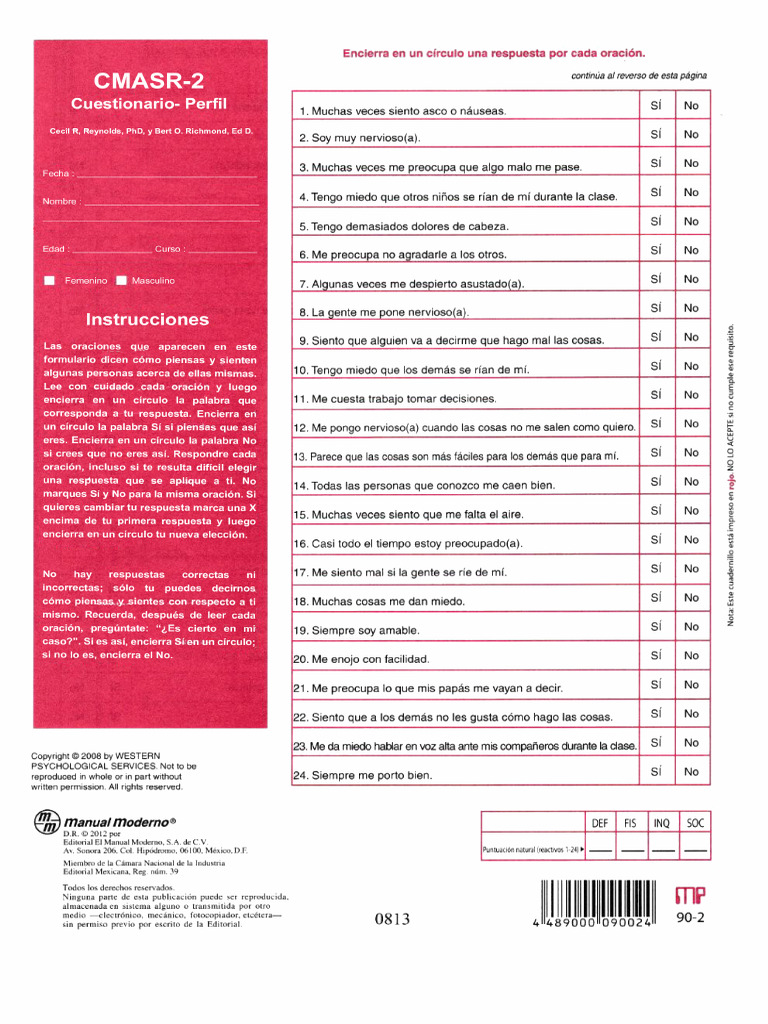 CMASR-2 Cuestionario | PDF