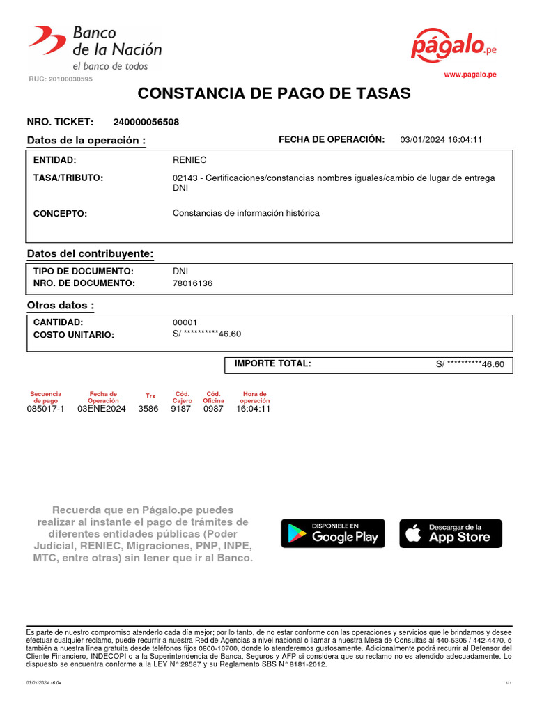 Constancias Pago 240000056508 | PDF