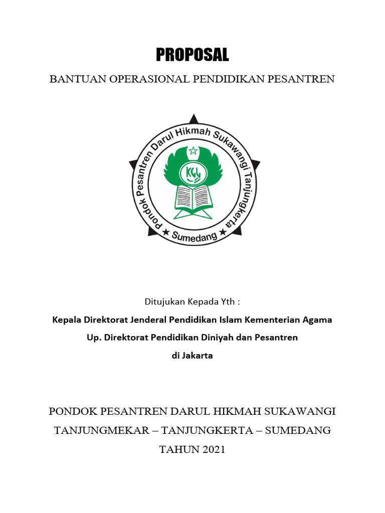 Proposal Bantuan Operasional Pesantren | PDF