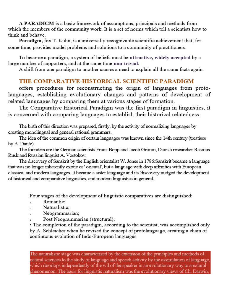 A PARADIGM Is A Basic Framework of Assumptions | PDF | Linguistics ...