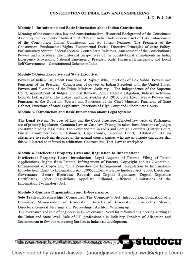 Constitution of India: Law & Engineering | PDF | Constitution | Legal ...