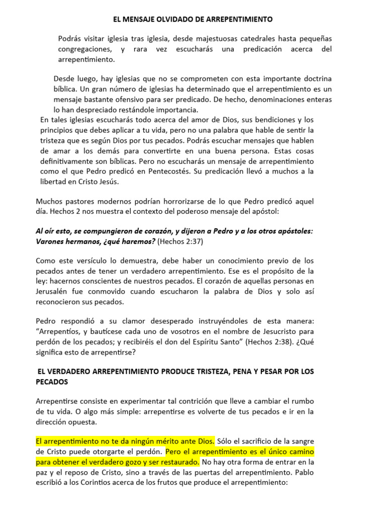El Olvidado Mensaje del Arrepentimiento | PDF
