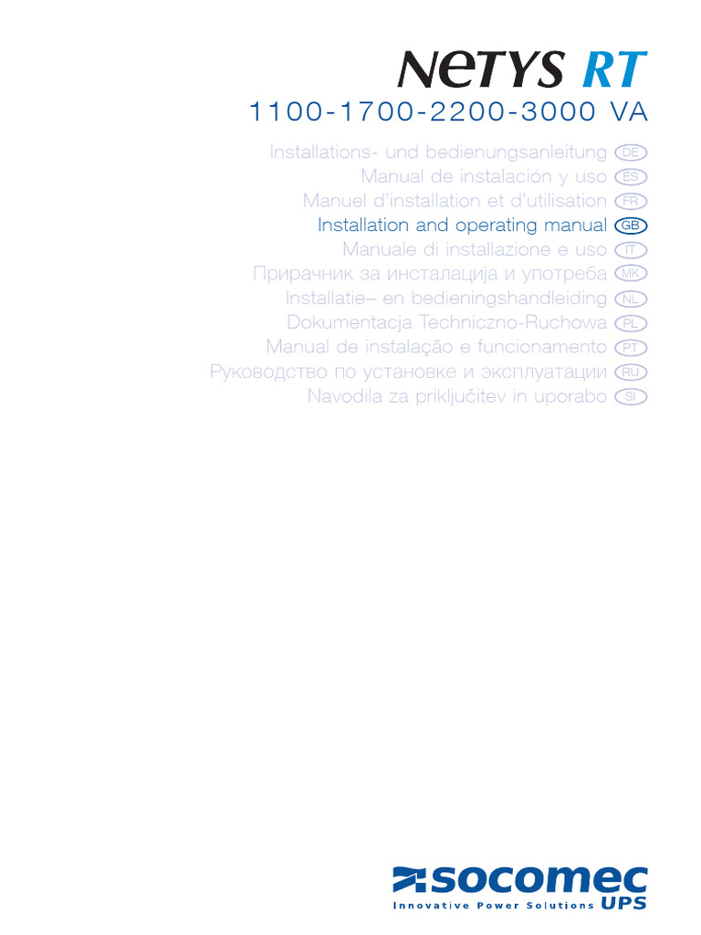 Socomec Ups Netys - RT - 1100-3000-Operating - Manual | PDF | Mains ...