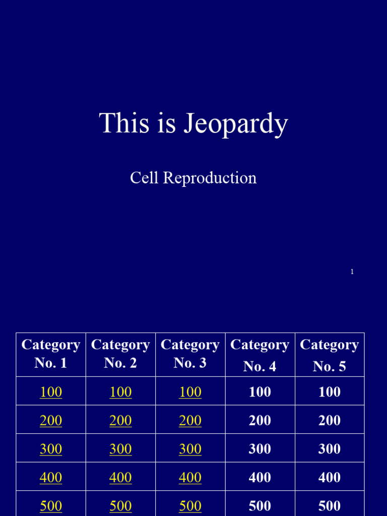 This Is Jeopardy: Cell Reproduction | PDF | Wellness