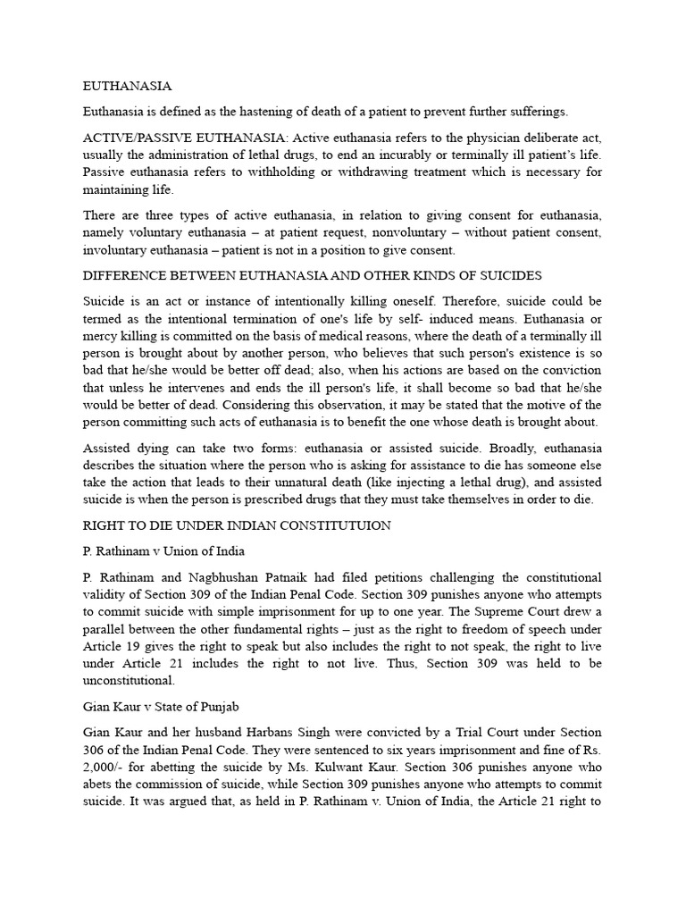 EUTHANASIA | PDF | Justice | Crime & Violence