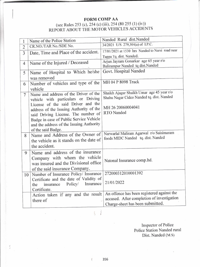 Charge Sheet Sample | PDF | Respiration | Transport
