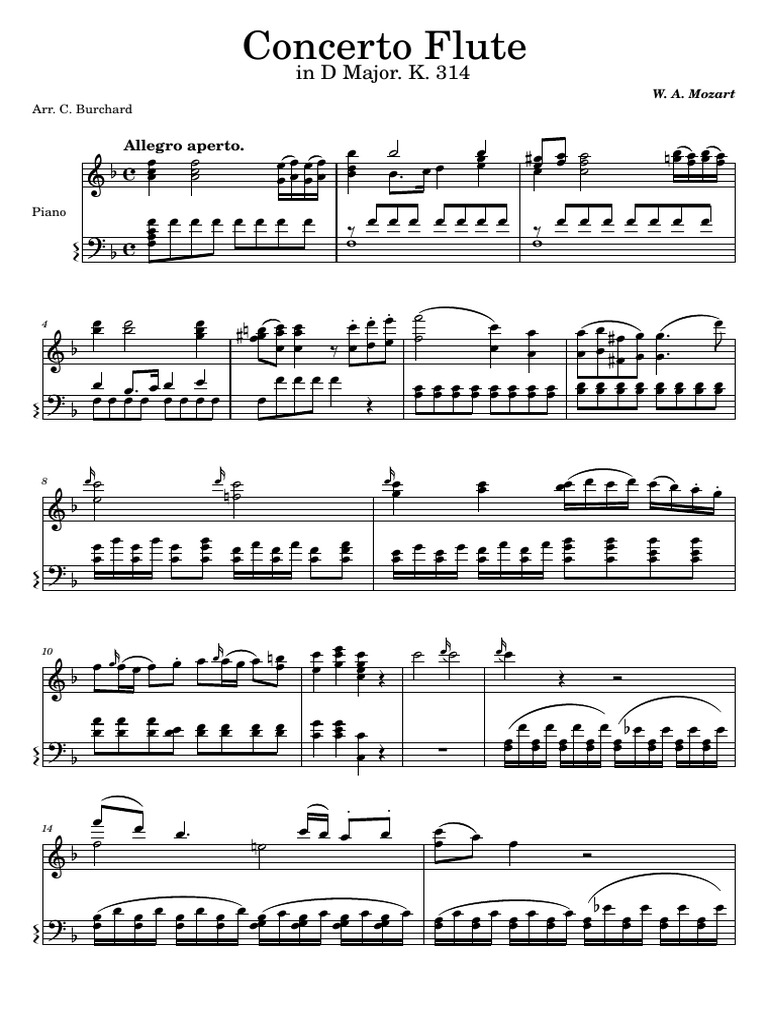 Concerto Flute in D Major K Mozart Full | PDF | Compositions For ...
